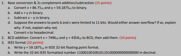 Solved 1. Base conversion \& 2 s complement | Chegg.com