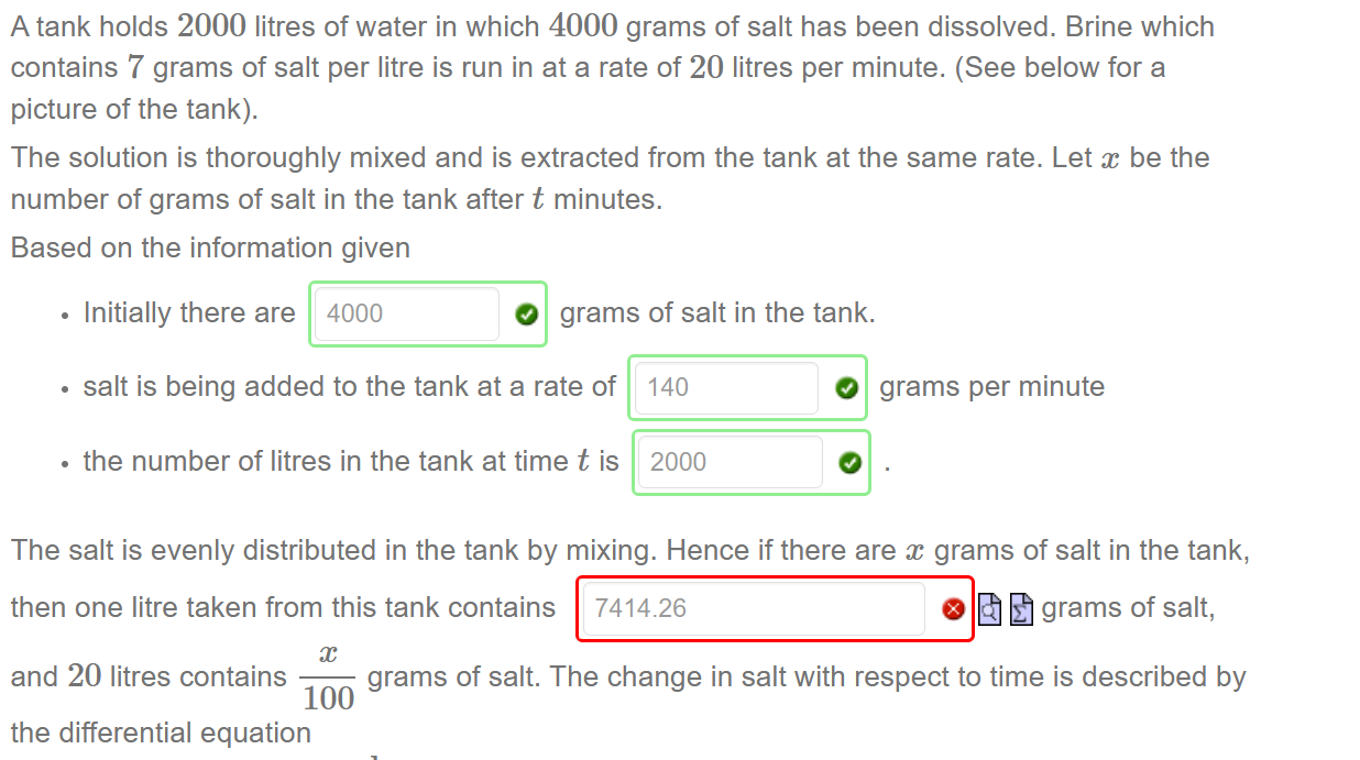 Solved A tank holds 2000 litres of water in which 4000 grams | Chegg.com