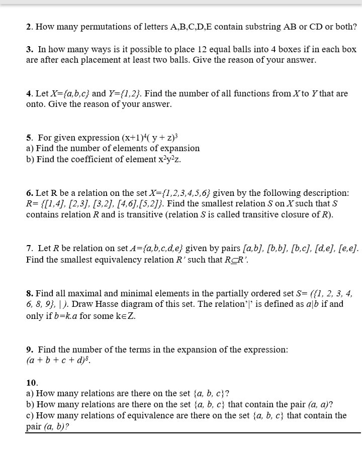 Solved 2. How many permutations of letters A,B,C,D,E contain | Chegg.com