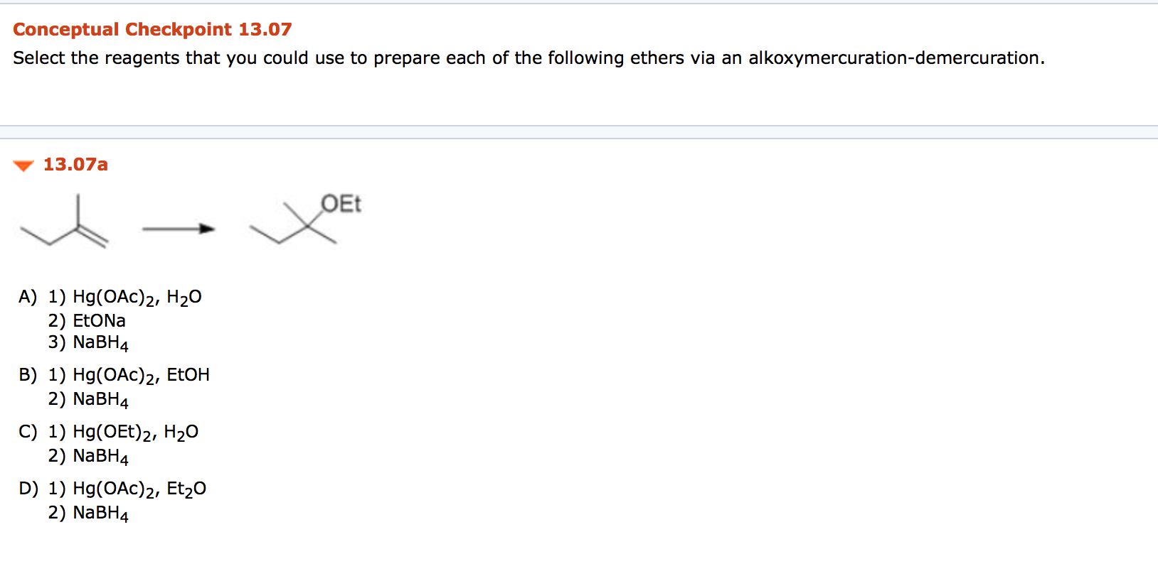 Solved Conceptual Checkpoint 13.07 Select the reagents that | Chegg.com