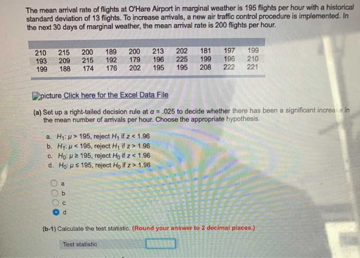 Solved The mean arrival rate of flights at O'Hare Airport in | Chegg.com