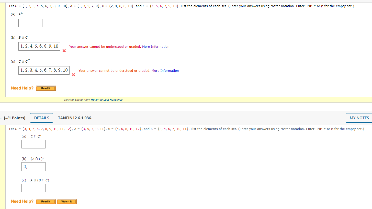 Solved (a) AC (b) B∪C × Your answer cannot be understood or | Chegg.com