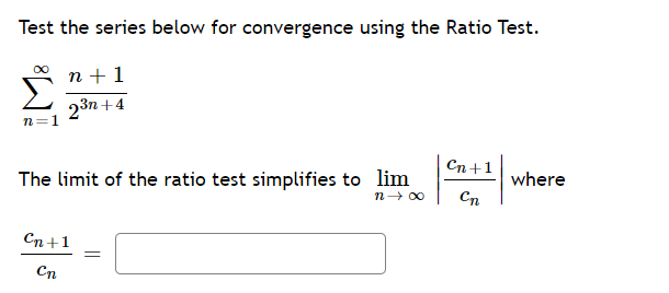 Solved Test the series below for convergence using the Ratio | Chegg.com