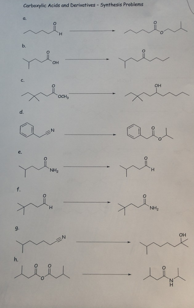 Solved Carboxylic Acids and Derivatives - Synthesis Problems | Chegg.com