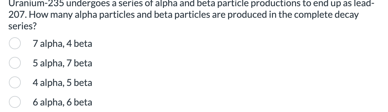 Solved Uranium-235 undergoes a series of alpha and beta | Chegg.com