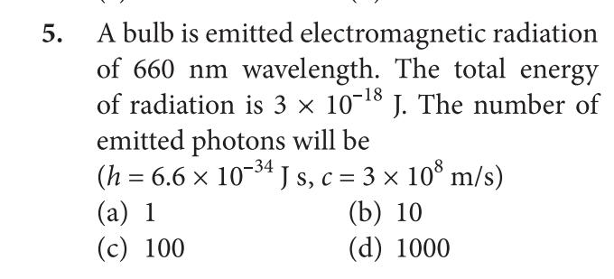 Solved . 5. A bulb is emitted electromagnetic radiation of | Chegg.com