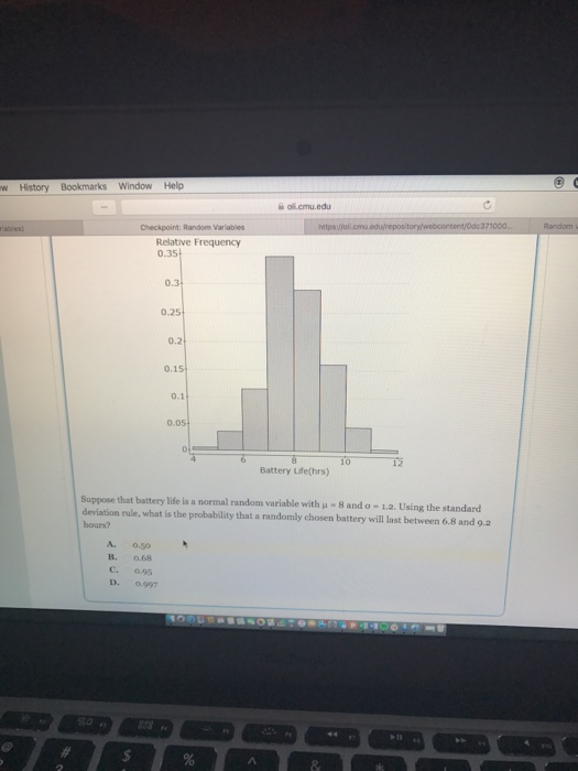 Solved Suppose that battery life is a normal random | Chegg.com