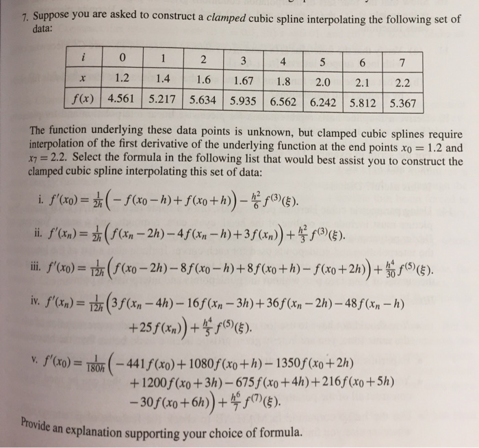 Solved Suppose you are asked to construct a clamped cubic | Chegg.com