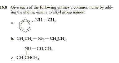 Solved 8 Give each of the following amines a common name by | Chegg.com