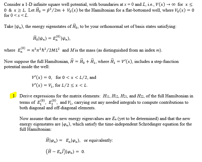 Solved Consider a 1-D infinite square well potential, with | Chegg.com