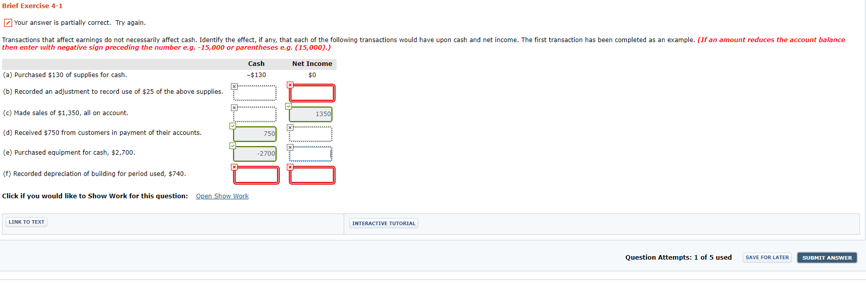 Solved Brief Exercise 4-1 Your answer is partially correct. | Chegg.com Solved Brief Exercise 4-1 Your answer is partially correct. | Chegg.com