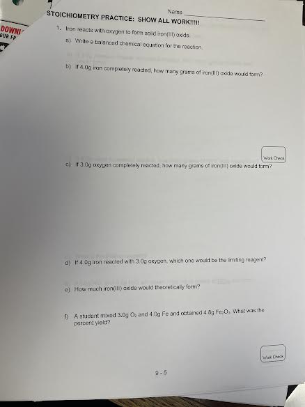 Wark Check c) If 3.0 g oxygen completely reactad hnw | Chegg.com