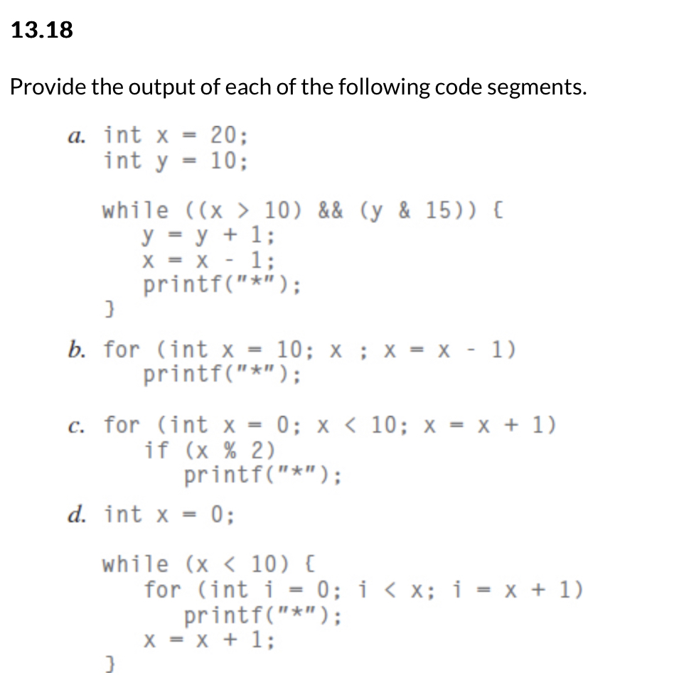 18 Vide The Output Of Each Of The Following Code 