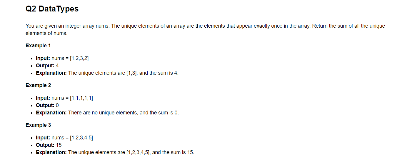 Solved Q2 Data Types You Are Given An Integer Array Nums 8391