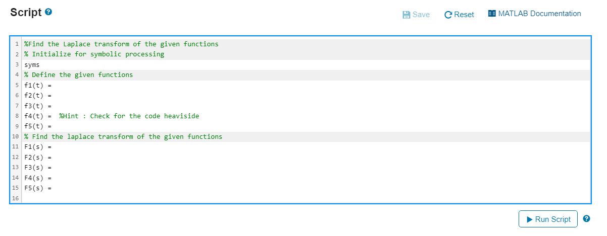 Solved Please type the complete matlab codes to input in | Chegg.com