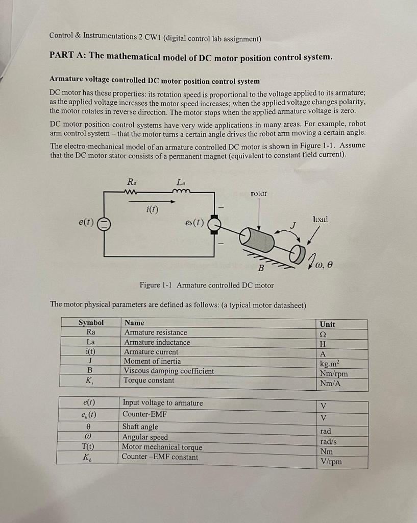 Solved Control & Instrumentations 2 CW1 (digital control lab | Chegg.com