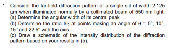 Solved 1. Consider the far-field diffraction pattern of a | Chegg.com