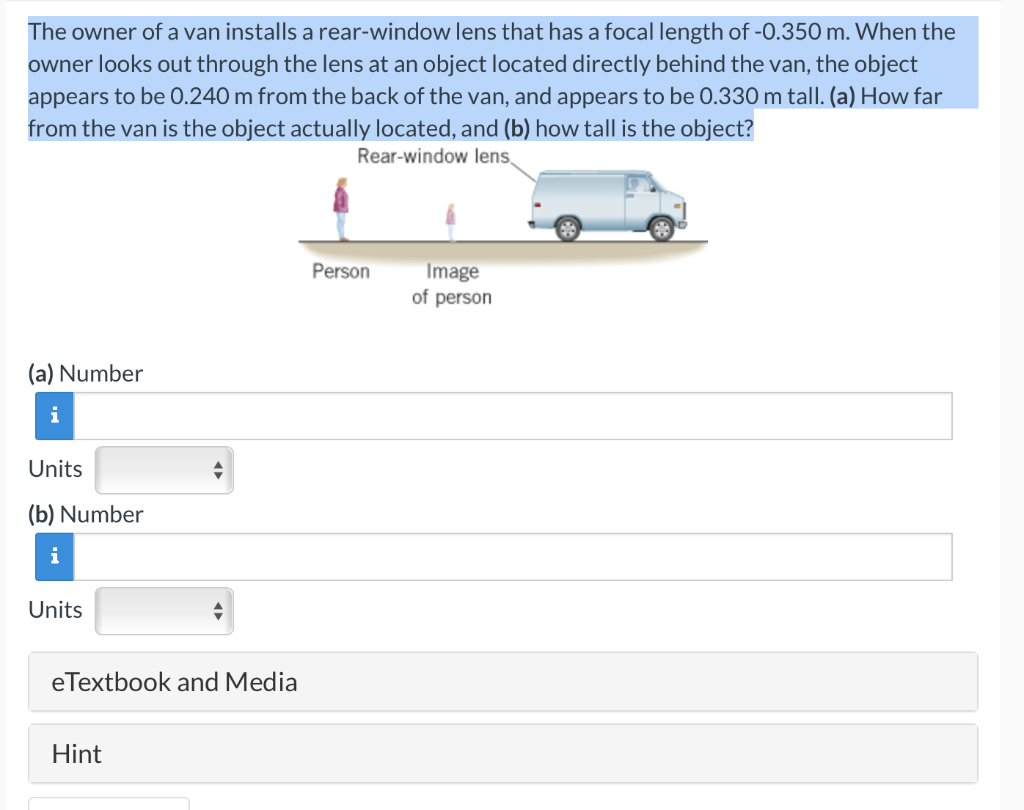 Solved The owner of a van installs a rear-window lens that | Chegg.com