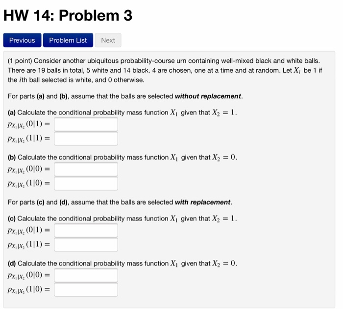 Solved HW 14: Problem 3 Previous Problem List Next (1 point) | Chegg.com