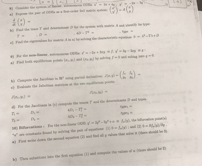 Solved Consider the system of linear, autonomous ODEs: x' = | Chegg.com