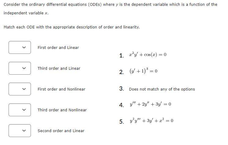 Solved Consider The Ordinary Differential Equations Odes