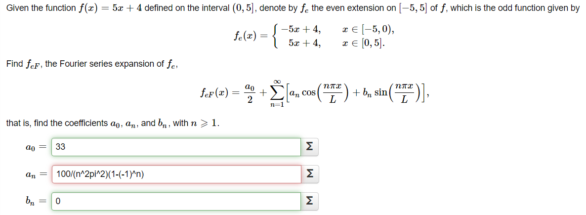 Solved Given the function f(x)=5x+4 defined on the interval | Chegg.com