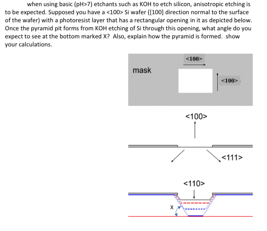 when using basic (pH>7) etchants such as KOH to etch | Chegg.com