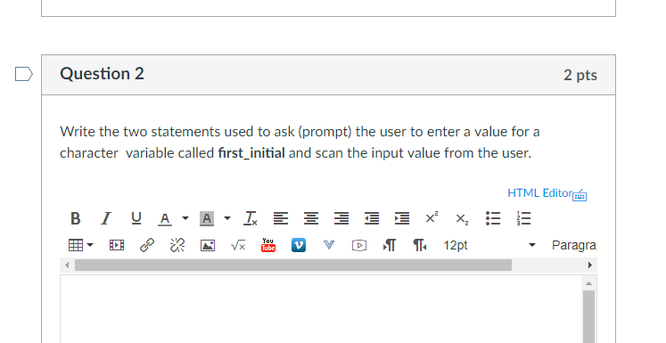 Solved Question 1 2 pts Declare a double variable called | Chegg.com