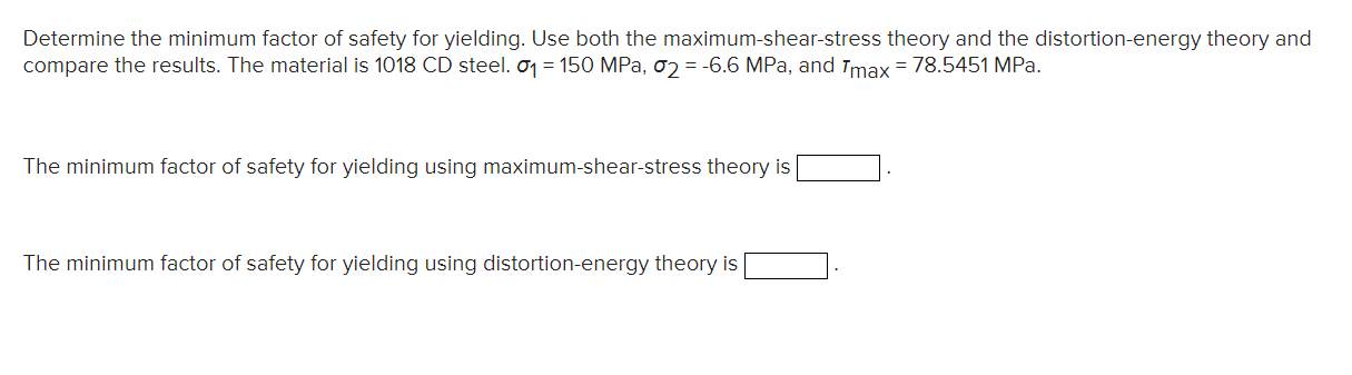 Solved Determine The Minimum Factor Of Safety For Yielding