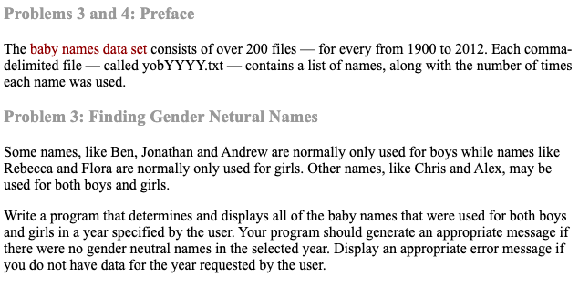 Solved Problems 3 and 4: Preface The baby names data set | Chegg.com