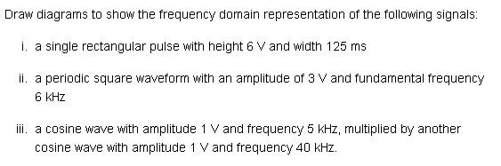 Solved Draw diagrams to show the frequency domain | Chegg.com