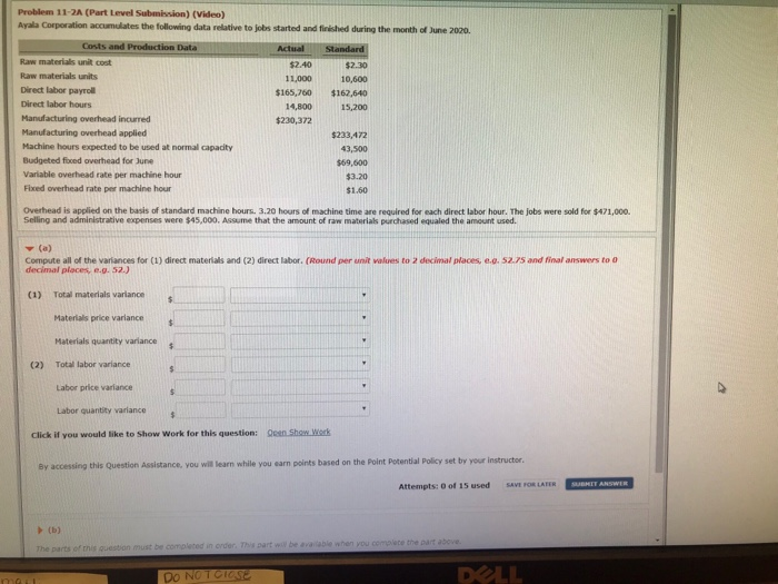 Solved Problem 11-2A (Part Level Submission) (Video) Ayala | Chegg.com
