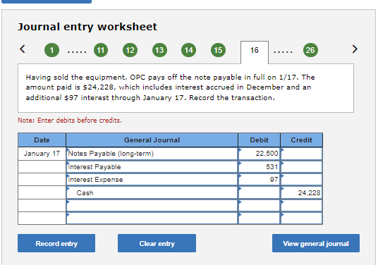 Journal entry worksheet Having sold the equipment, | Chegg.com