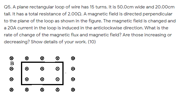 Solved Q5. A plane rectangular loop of wire has 15 turns. It | Chegg.com
