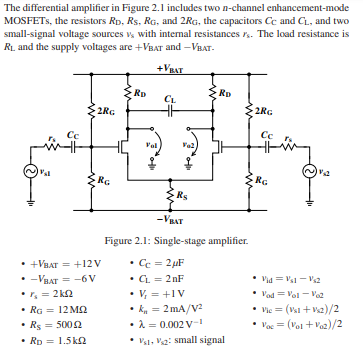 Solved 1. Calculate the quiescent drain current, | Chegg.com