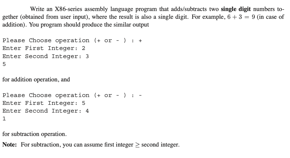 Solved Write An X86 Series Assembly Language Program That 