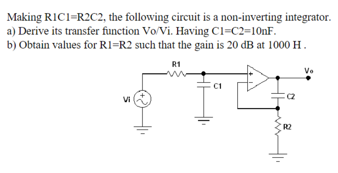 Solved Making R1C1=R2C2, the following circuit is a | Chegg.com