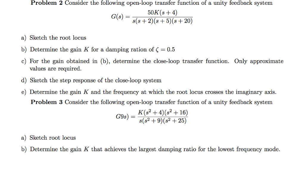 Problem 2 Consider the following open-loop transfer | Chegg.com