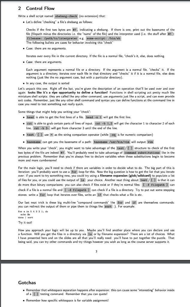 Solved Write a shell script named shebang-check (no | Chegg.com