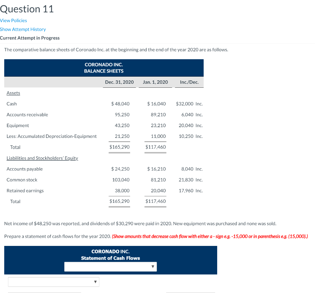 Solved Question 11 View Policies Show Attempt History | Chegg.com