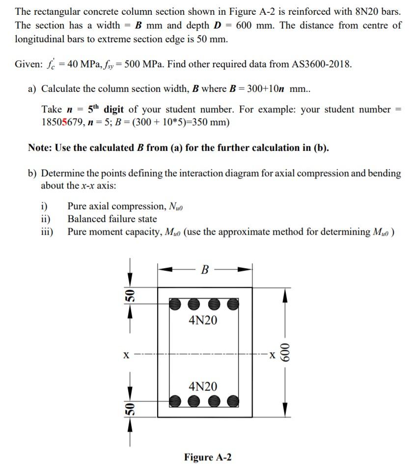Solved The rectangular concrete column section shown in | Chegg.com