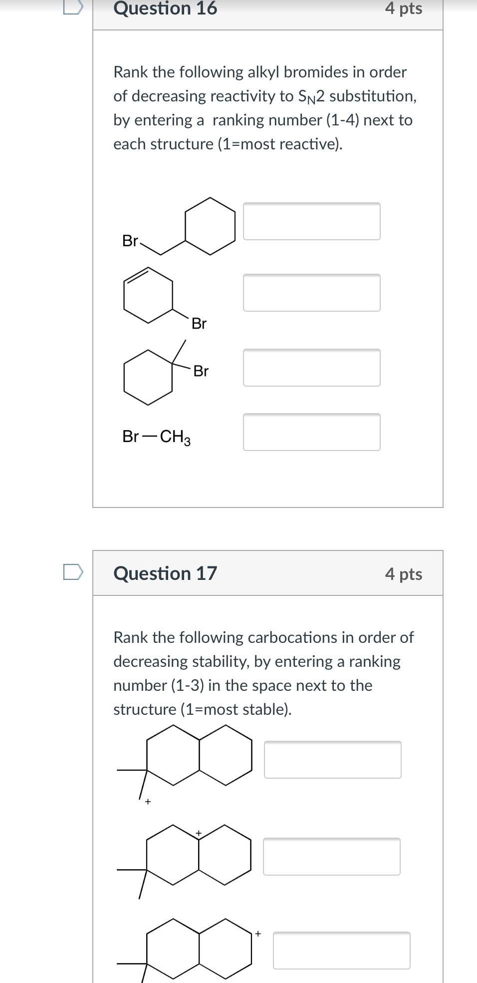 Solved 16) Rank the following alkyl bromides in order of | Chegg.com