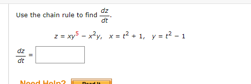 Solved Use the chain rule to find dtdz. | Chegg.com