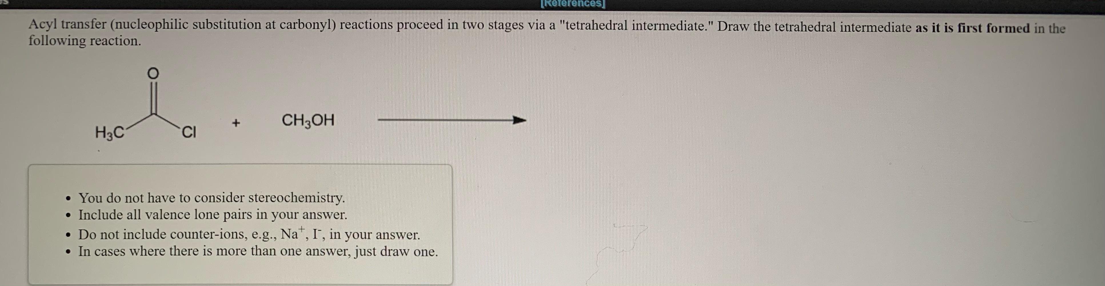 Solved [References, Acyl transfer (nucleophilic substitution | Chegg.com