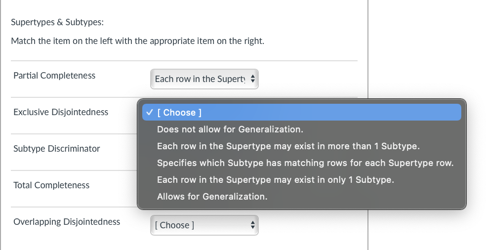 Solved Supertypes & Subtypes: Match the item on the left | Chegg.com