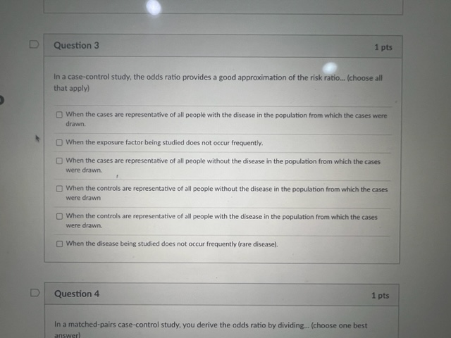 Solved In a case-control study, the odds ratio provides a | Chegg.com