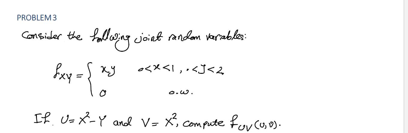 Solved Consider the follwing joint random variables: | Chegg.com