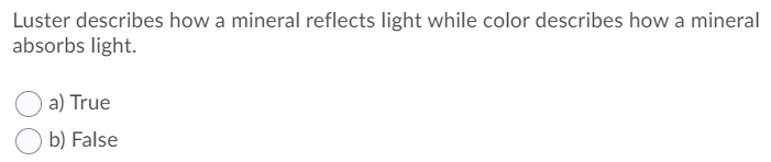 Solved Luster describes how a mineral reflects light while | Chegg.com