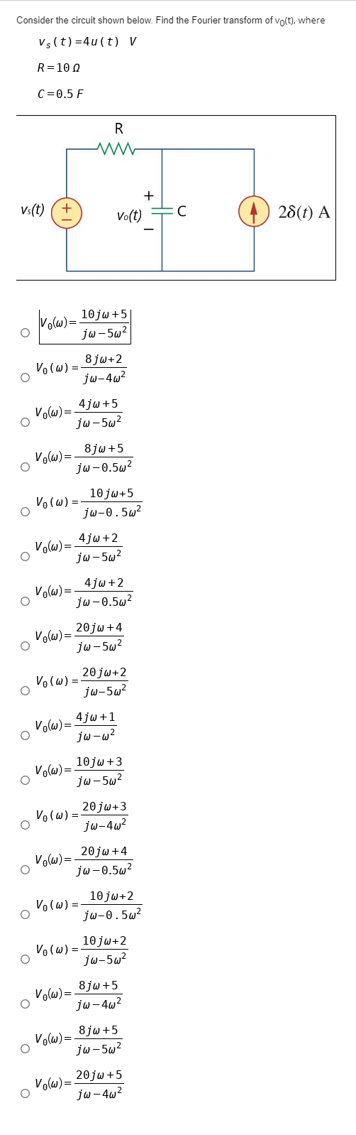 Solved Consider the circuit shown below. Find the Fourier | Chegg.com