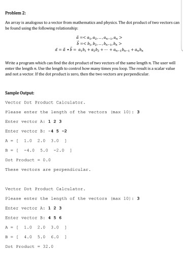 Solved Problem 2 An array is analogous to a vector from | Chegg.com